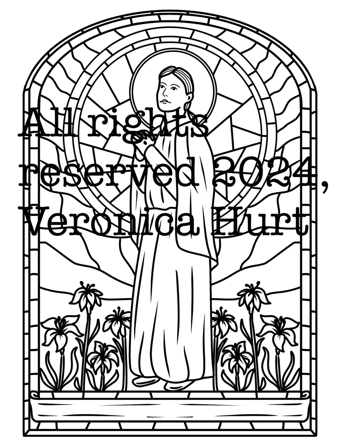 St. Gemma Galgani Catholic Coloring Page Stained Glass for Kids 6+ and ...