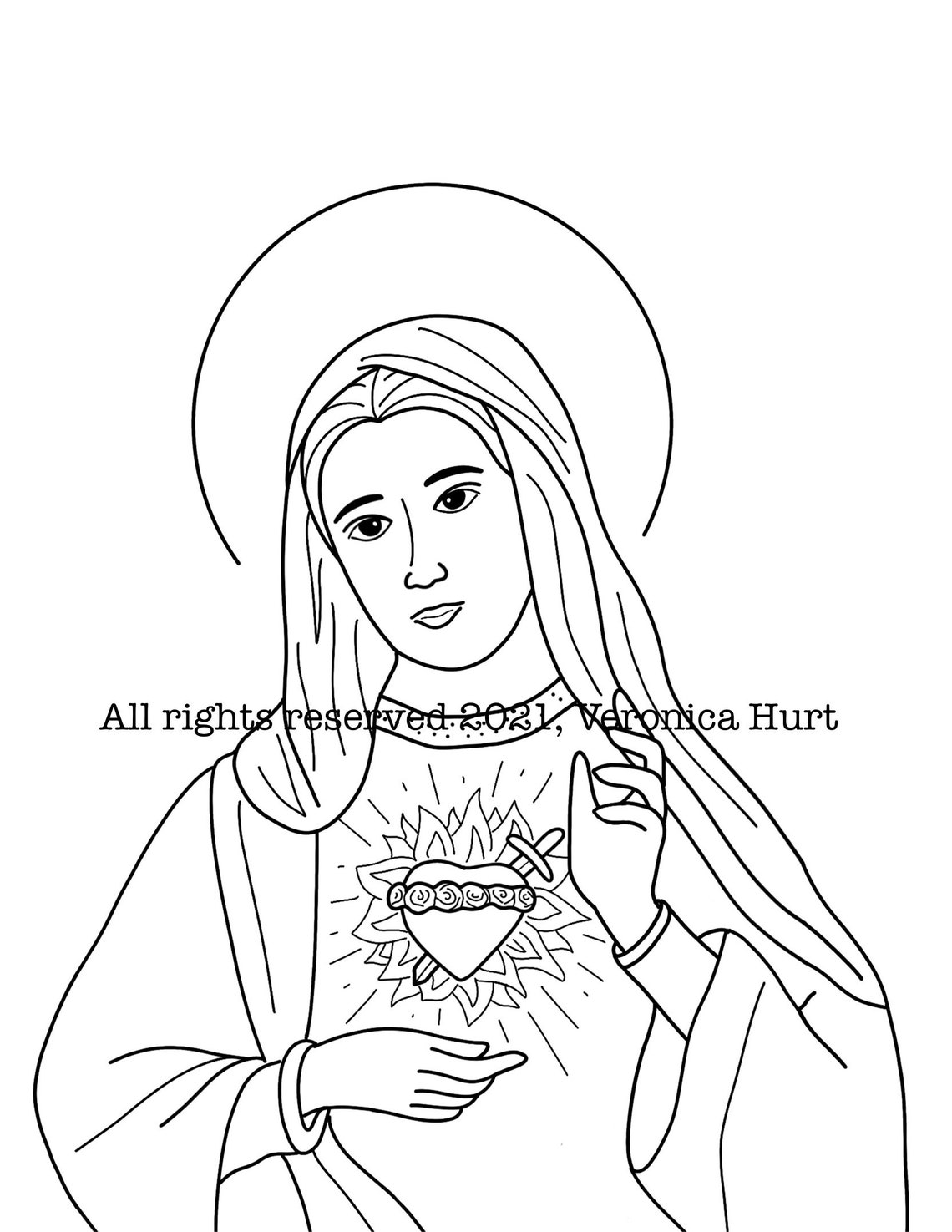 Catholic Coloring Pages - Sacred Heart of Jesus and Immaculate Heart of ...
