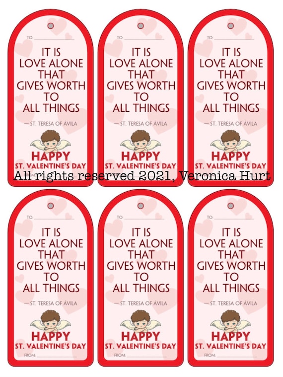 Catholic Valentines Day Gift Tags for Kids Classroom | Etsy