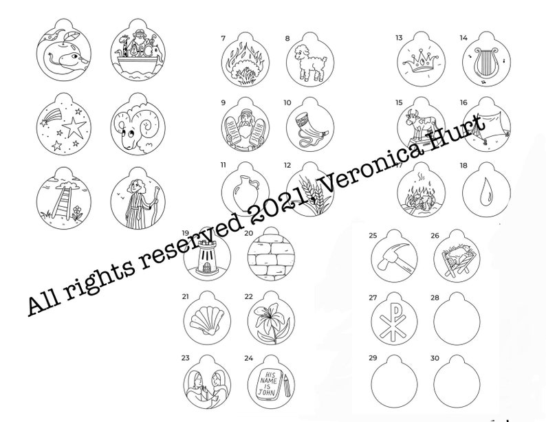 Jesse Tree Ornaments Coloring Sketch Coloring Page