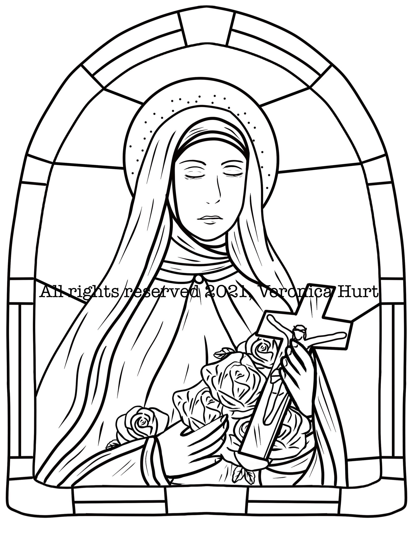 October Saint Feast Days 3-pack Stained Glass Coloring Pages Saint ...