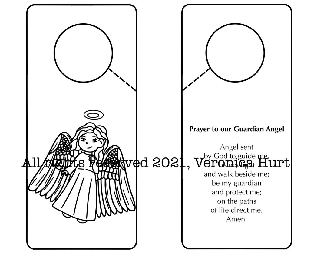 Catholic "angel of God" and "prayer to Our Guardian Angel" Door Hangers ...