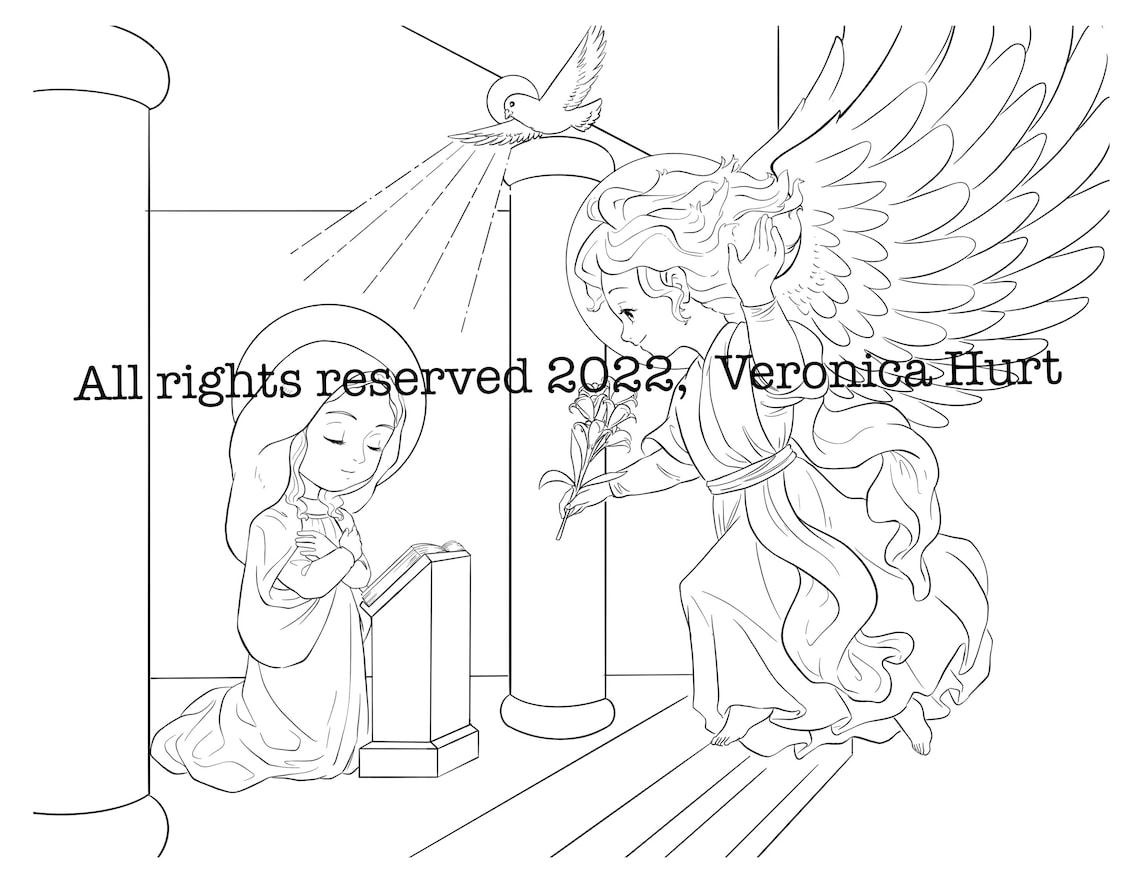 The Annunciation of the Lord Coloring Page for Kids and Adults - Etsy