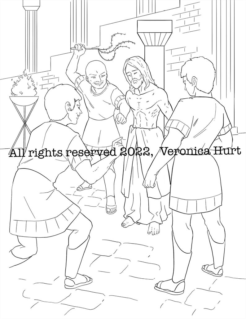 The Scourging at the Pillar Coloring Page - Sorrowful Mystery Catholic ...