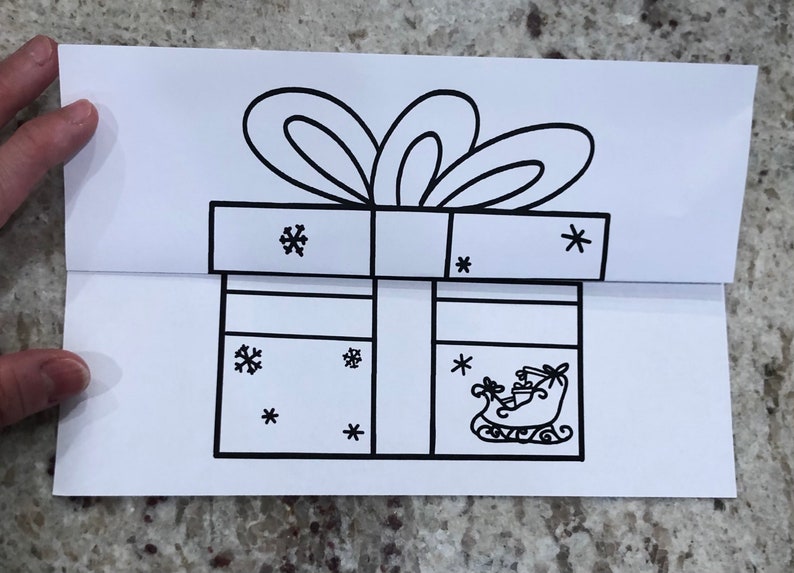 Expandable Christmas Surprise Cards for Kids 5+ Coloring Page Craft ...