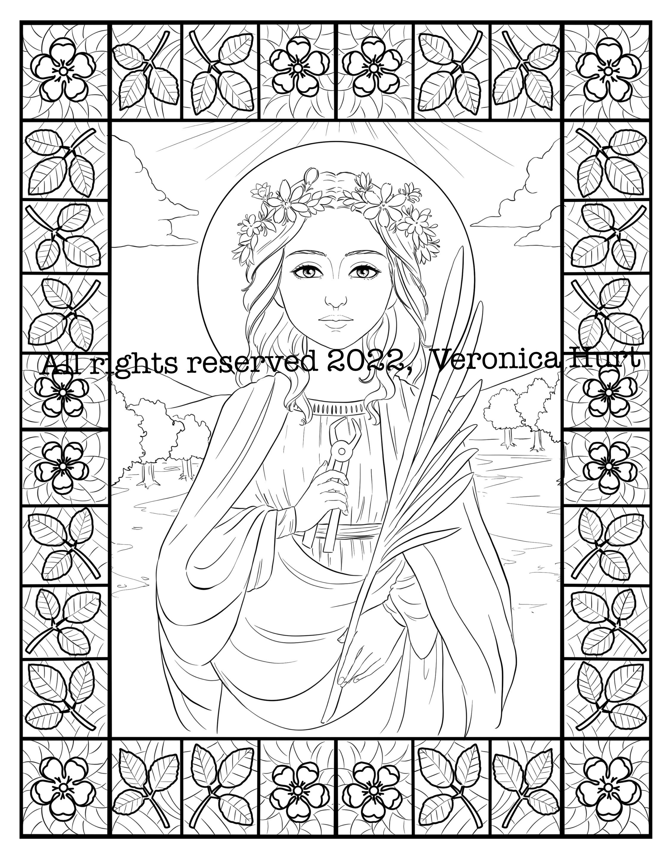 Saint Agatha Catholic Stained Glass Coloring Page - February Saint ...