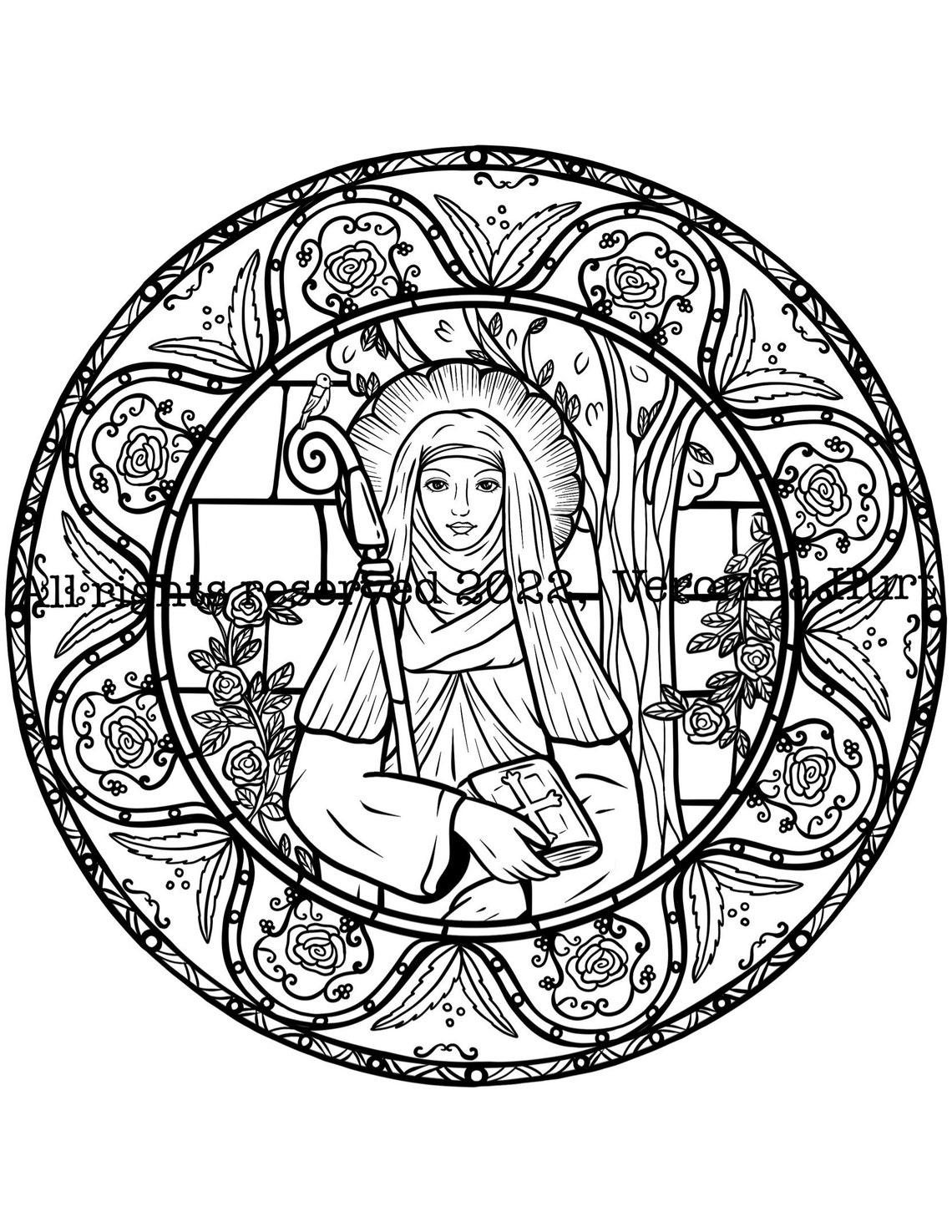 St. Brigid of Kildare Catholic Coloring Page Stained Glass for Kids 6 ...