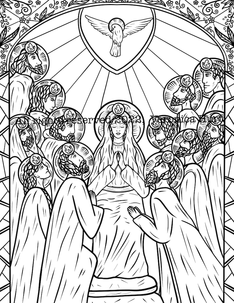 The Descent of the Holy Spirit Coloring Page for Kids and Adults - Etsy