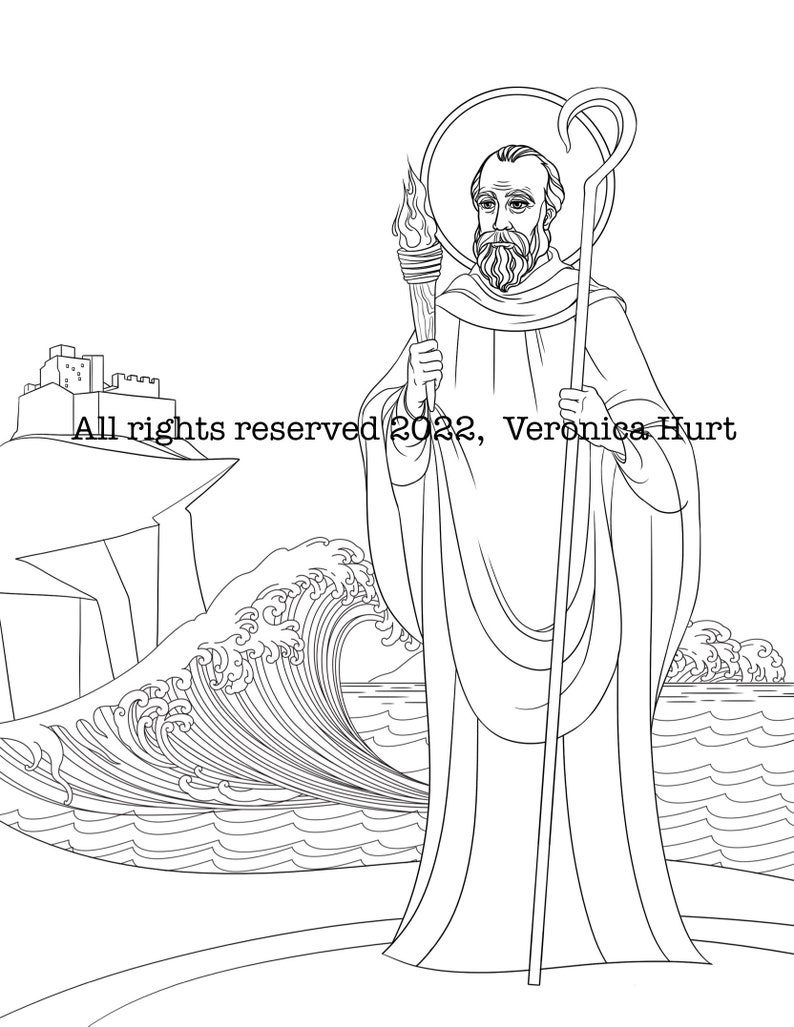 St Aidan of Lindisfarne Coloring Page for Kids 6+ and Adults - Etsy