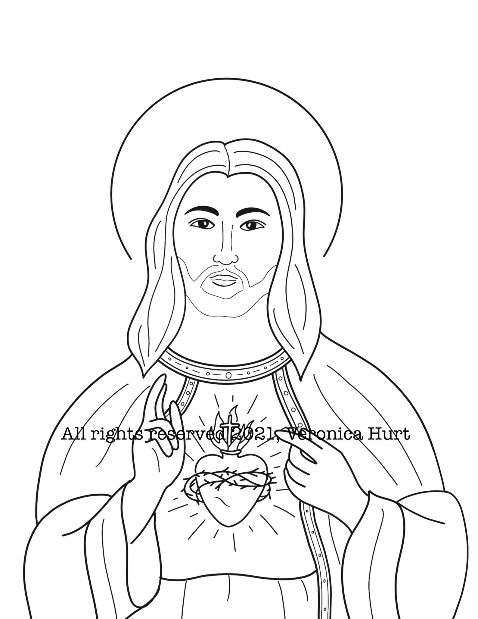 Catholic Coloring Pages - Sacred Heart of Jesus and Immaculate Heart of ...