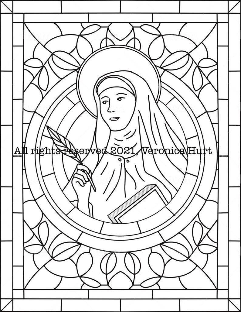 October Saint Feast Days 3-pack Stained Glass Coloring Pages Saint ...