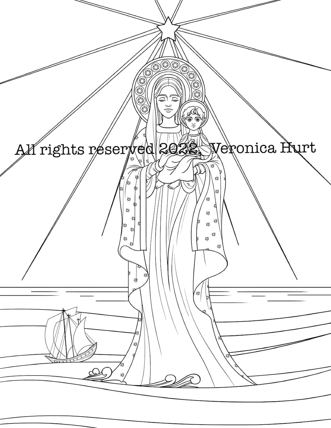 Mother Mary With Jesus Coloring Page - Our Lady, Star of the Sea Stella ...