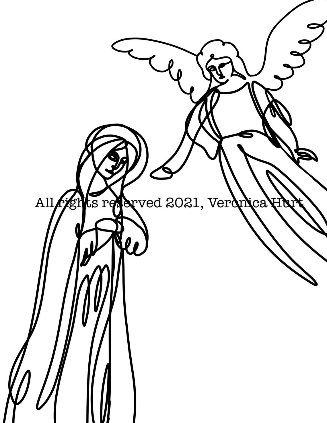 Minimalist Catholic Coloring Page - the Annunciation - Blessed Mother ...