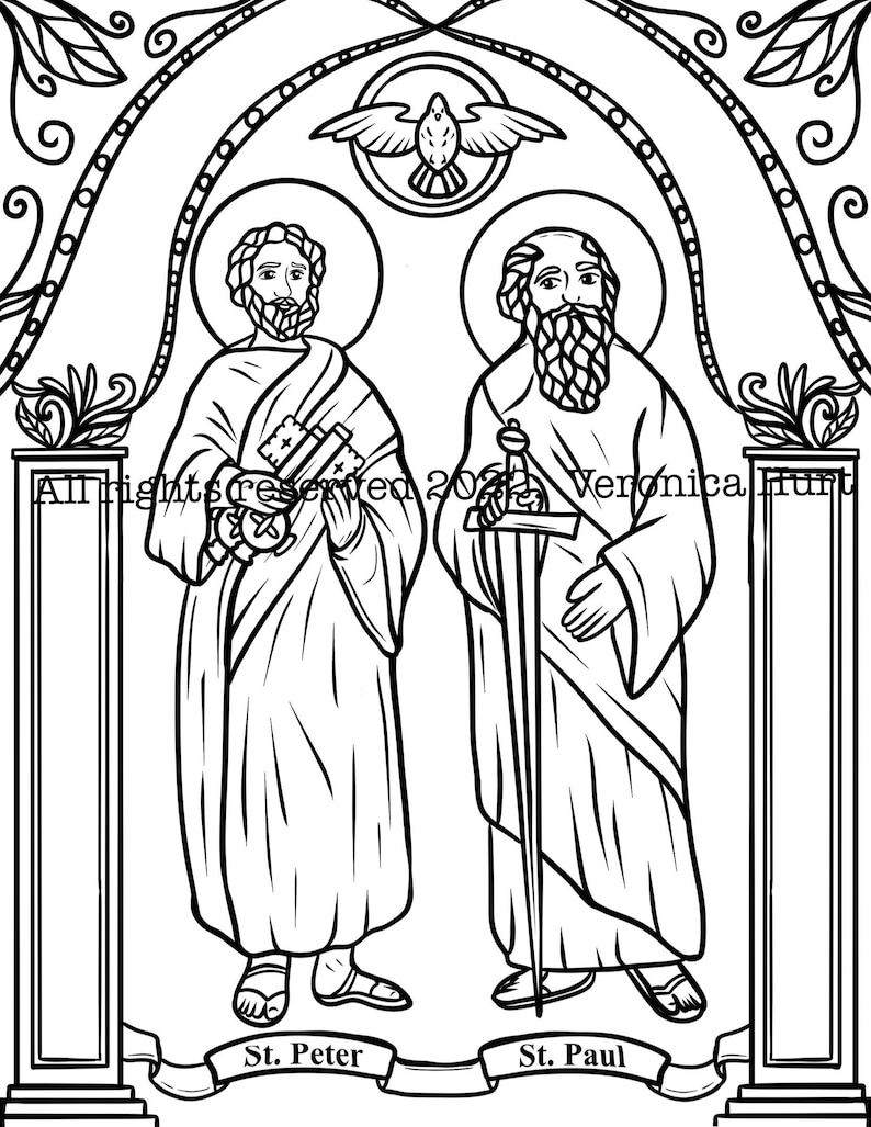 Saints Peter and Paul Coloring Page for Kids 6+ and Adults - Etsy