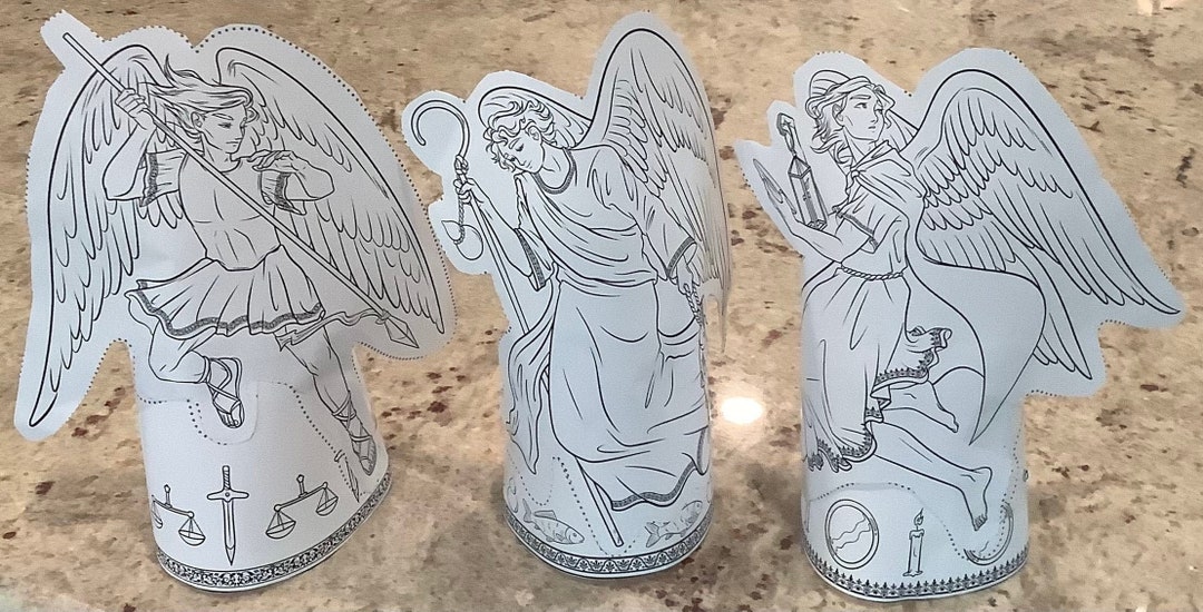 Standing Figures - Archangels Michael, Raphael, and Gabriel Coloring ...