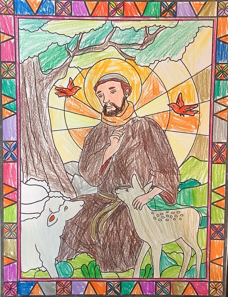 October Saint Feast Days 3-pack Stained Glass Coloring Pages Saint ...