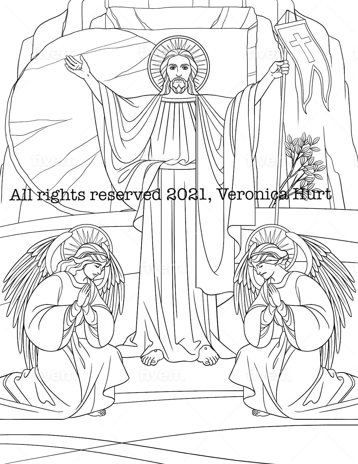 Easter Resurrection Jesus Coloring Page for Kids 6 | Etsy