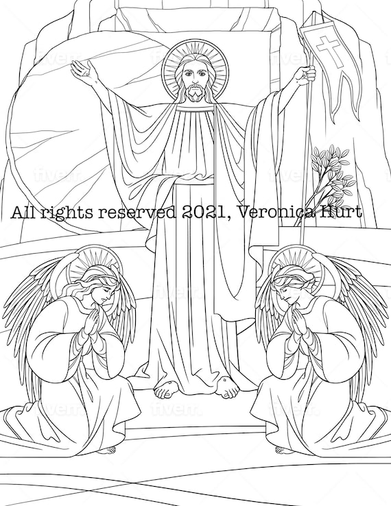 Easter Resurrection Jesus Coloring Page for Kids 6 | Etsy