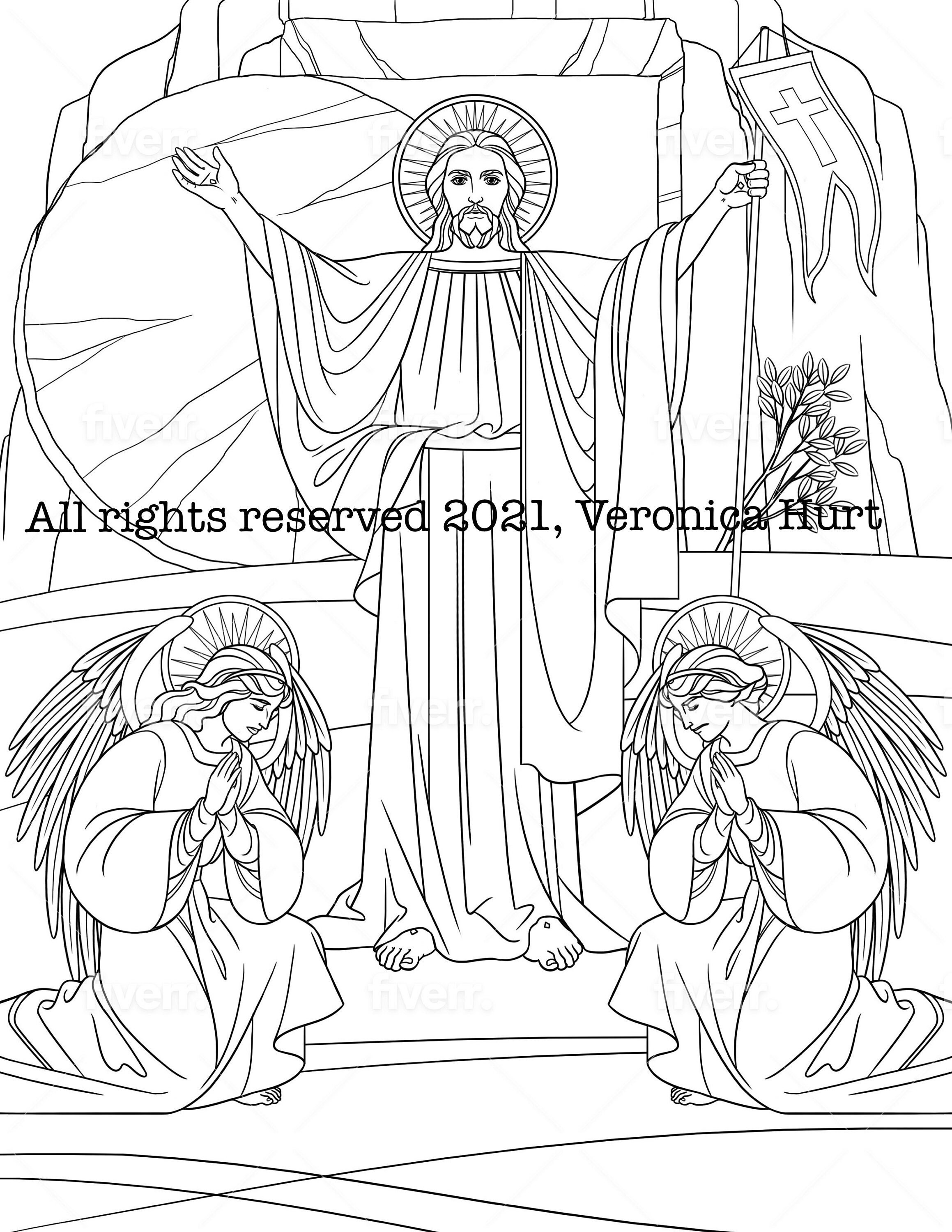 Easter Resurrection Jesus Coloring Page for Kids 6 | Etsy