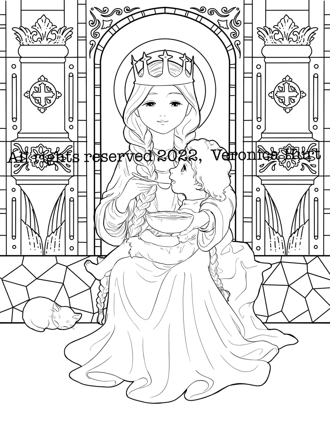 Página para colorir católica de Santa Margarida da Escócia Vitral para ...