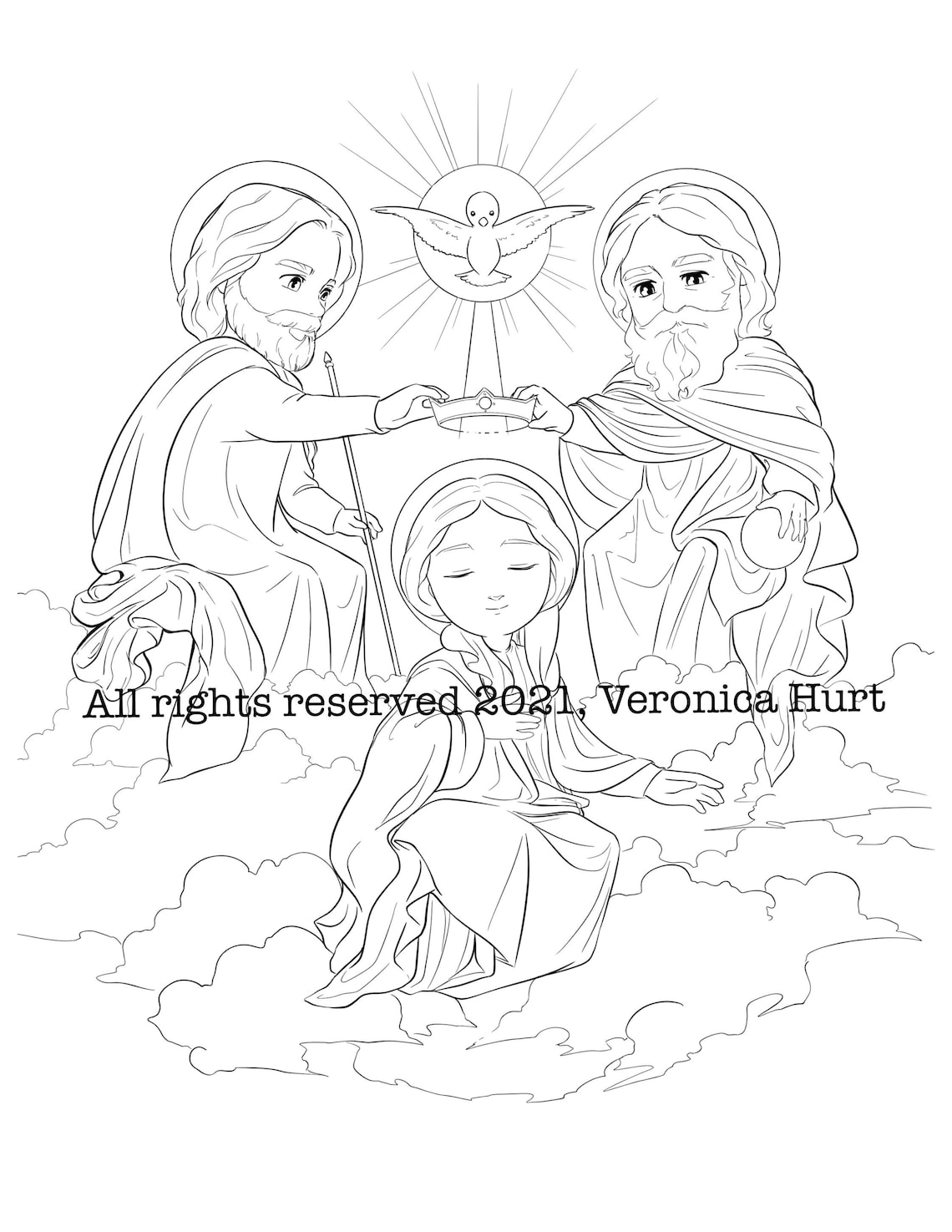 Coronation of Mary Catholic Coloring Page for Kids 6+ and Adults - Etsy