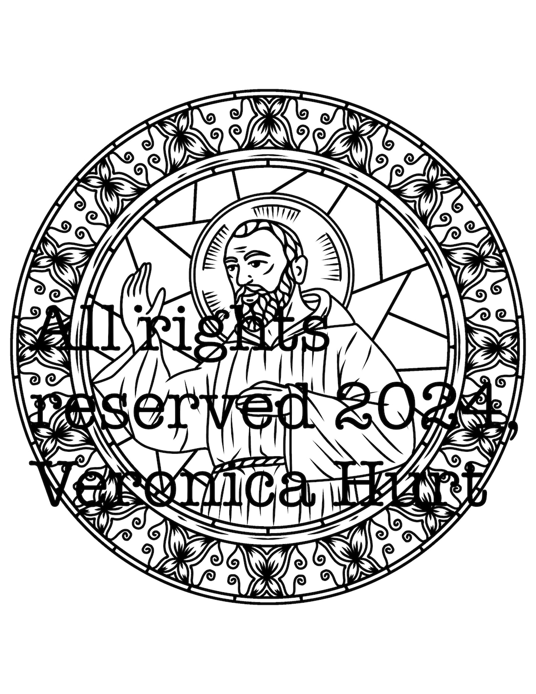 St. Padre Pio Catholic Coloring Page Stained Glass for Kids 6+ and ...