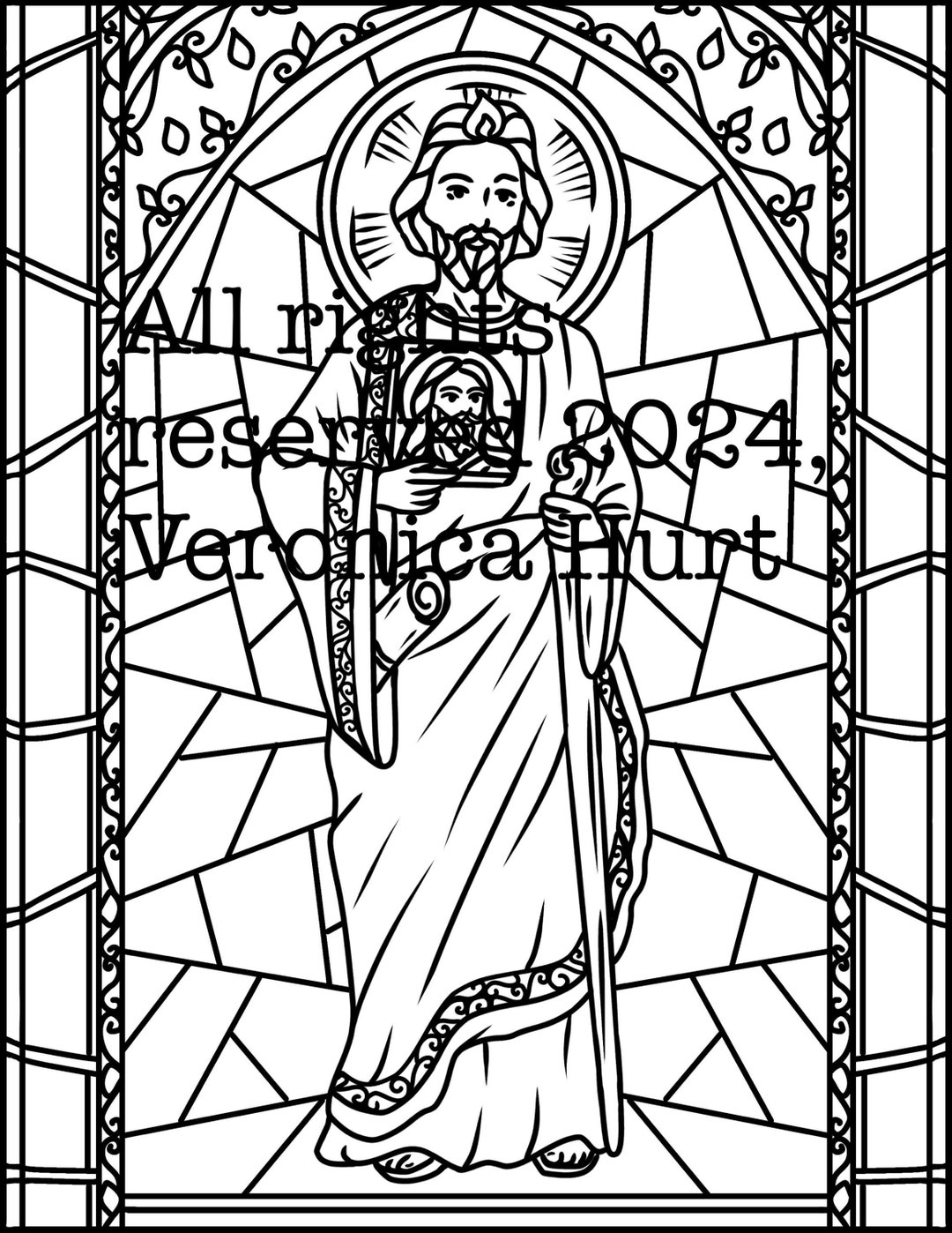 St Jude Thaddaeus Catholic Coloring Page Stained Glass for Kids 6+ and ...