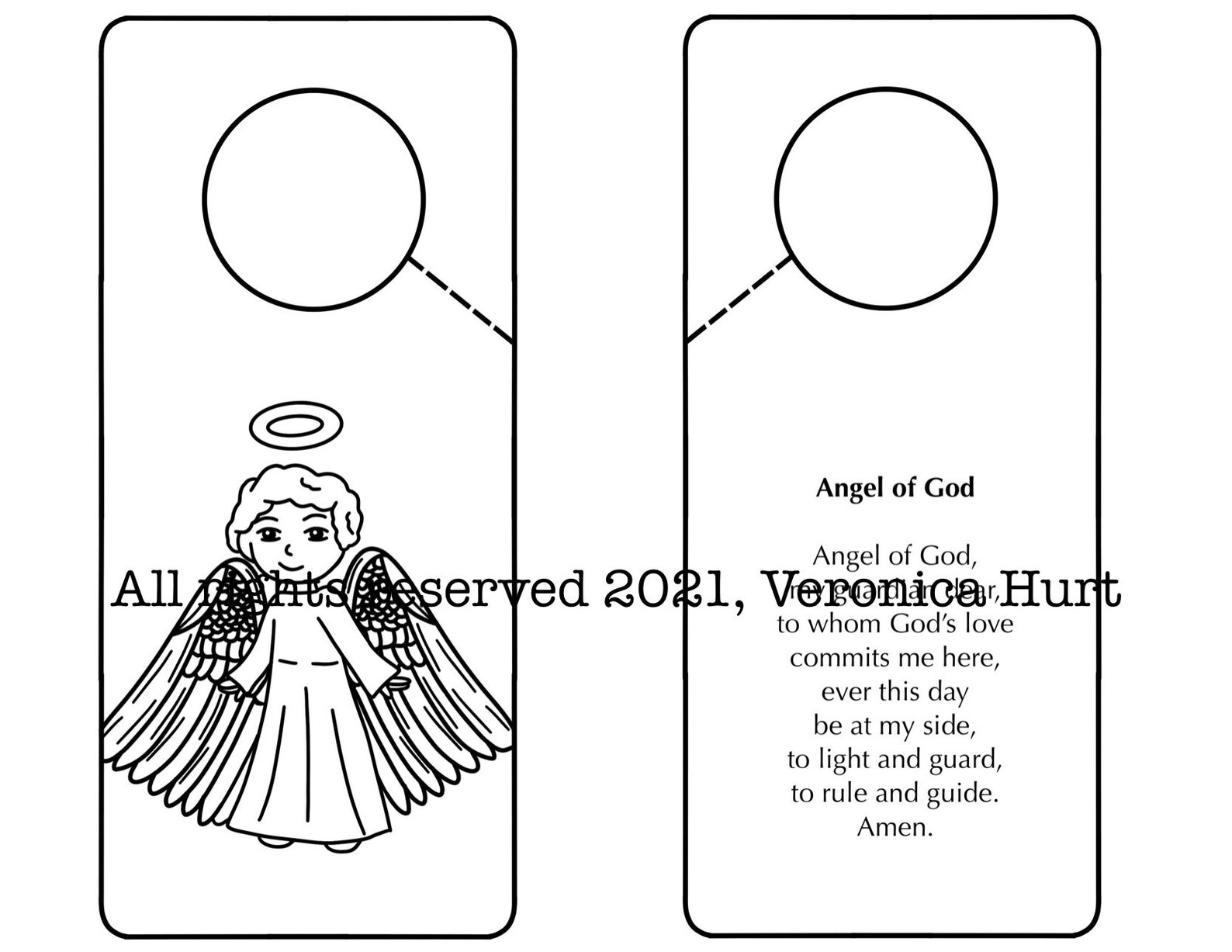 Catholic "angel of God" and "prayer to Our Guardian Angel" Door Hangers ...