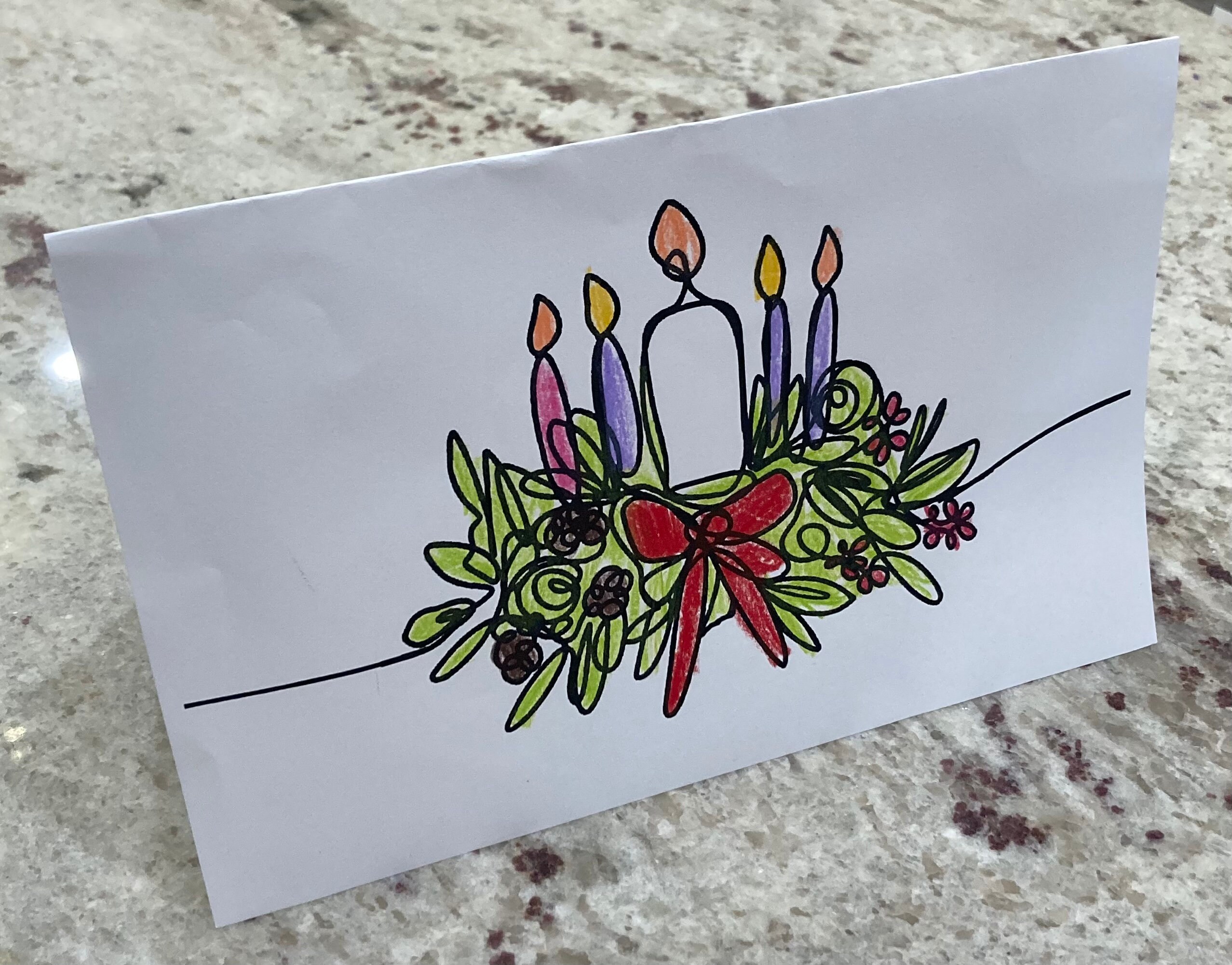 Minimalist Advent Wreath Coloring Page, Christmas Card, and Stationery ...