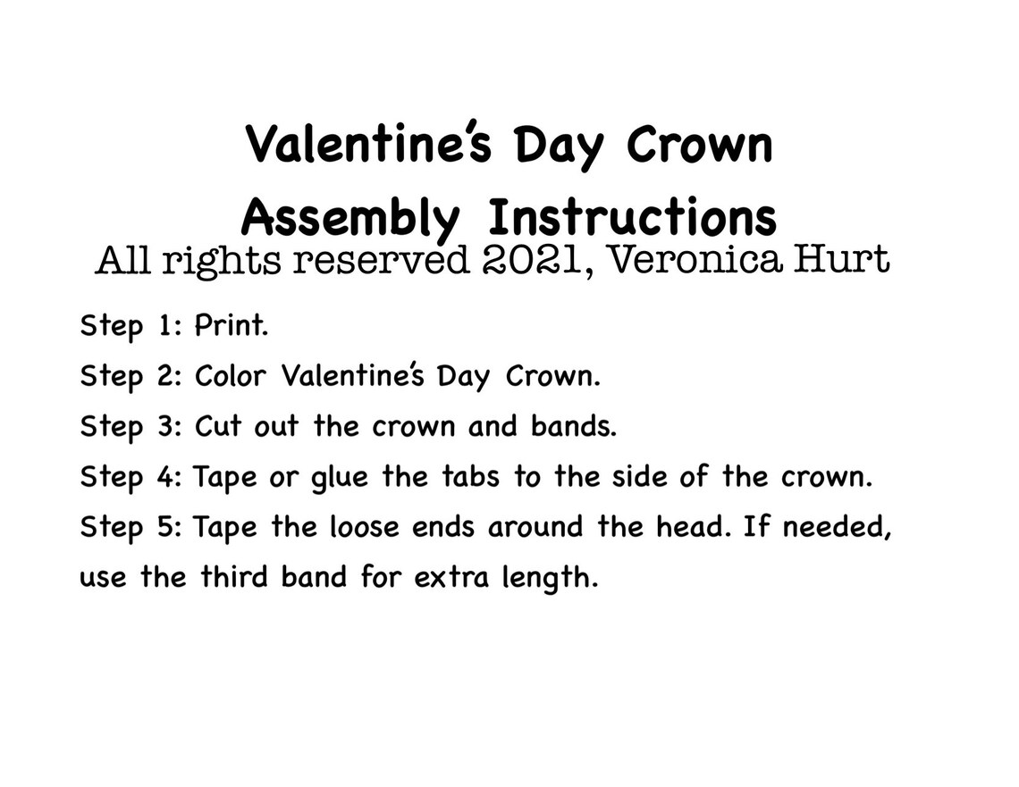 Valentine’s Day Crown Coloring Craft for Kids 5+ and Adults - Etsy