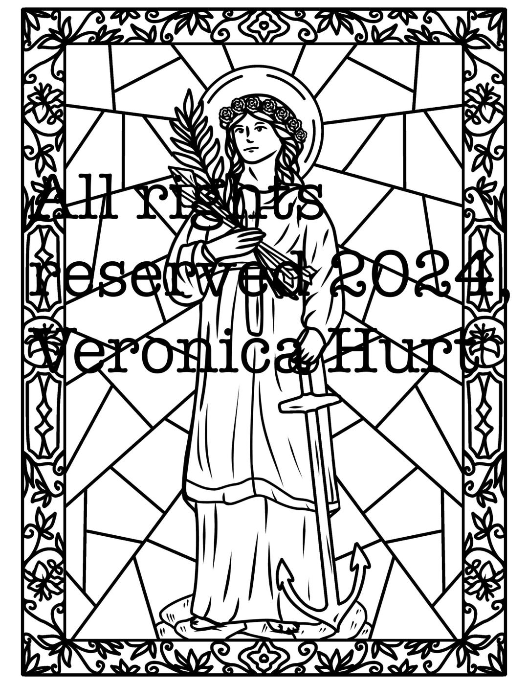 St. Philomena Catholic Coloring Page Stained Glass for Kids 6+ and ...