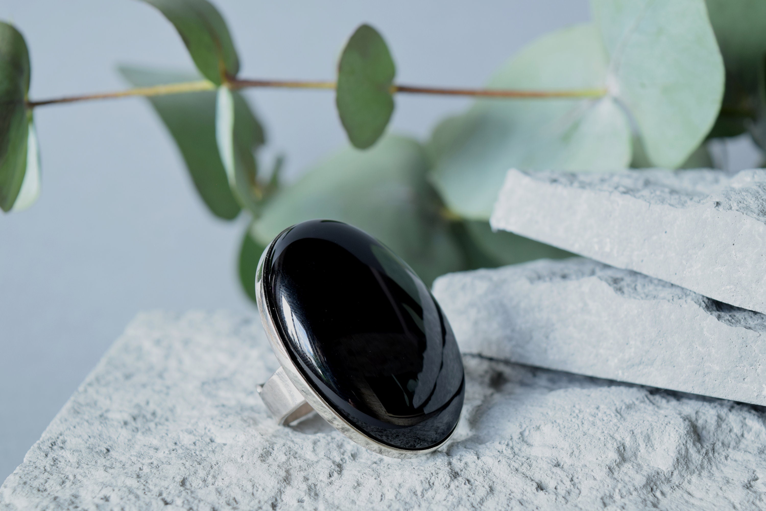 Large Black Murano Glass Ring: Handmade Statement Jewelry - Etsy