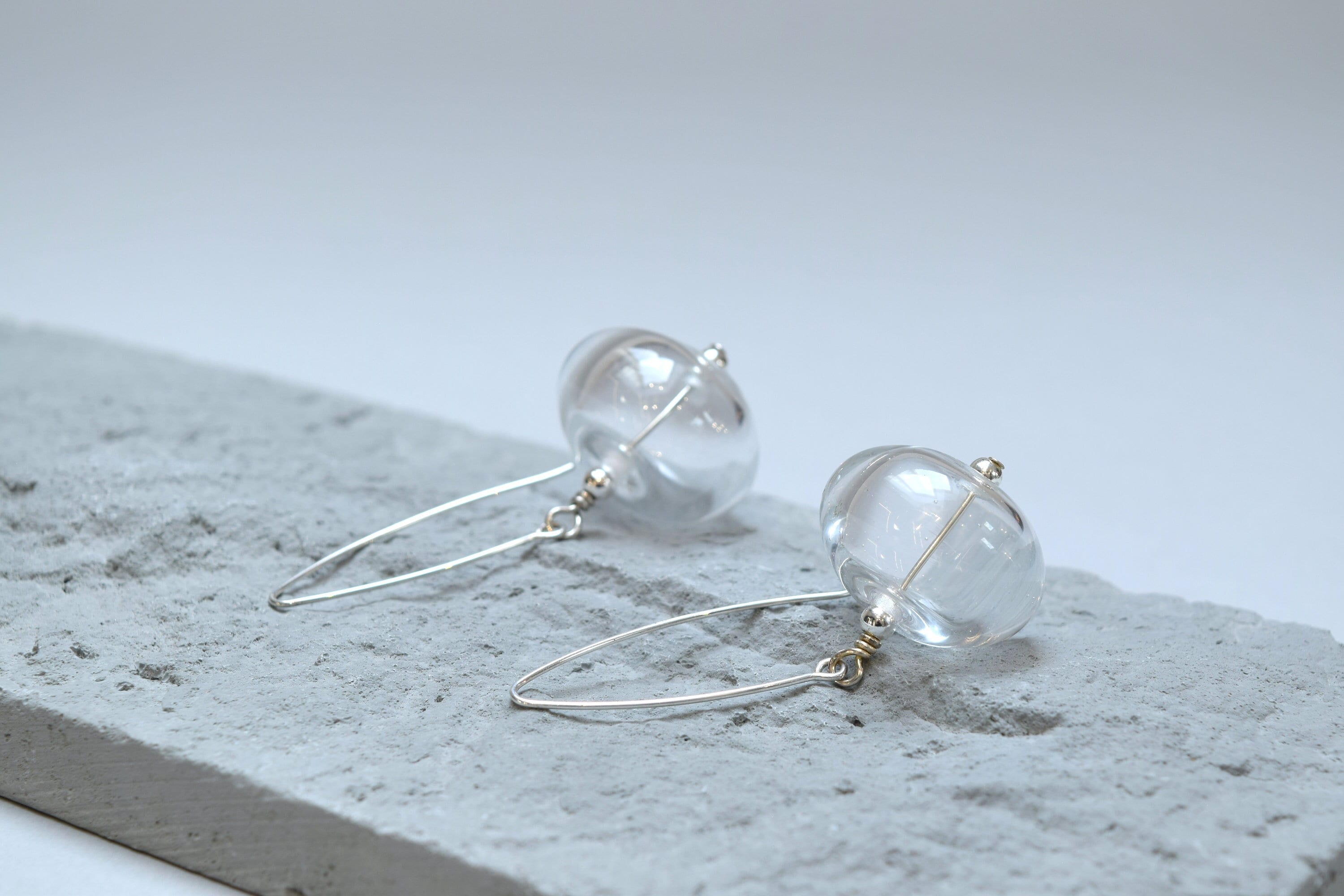 Transparent Glass Earrings, Clear Glass Earrings, Long Glass Earrings ...