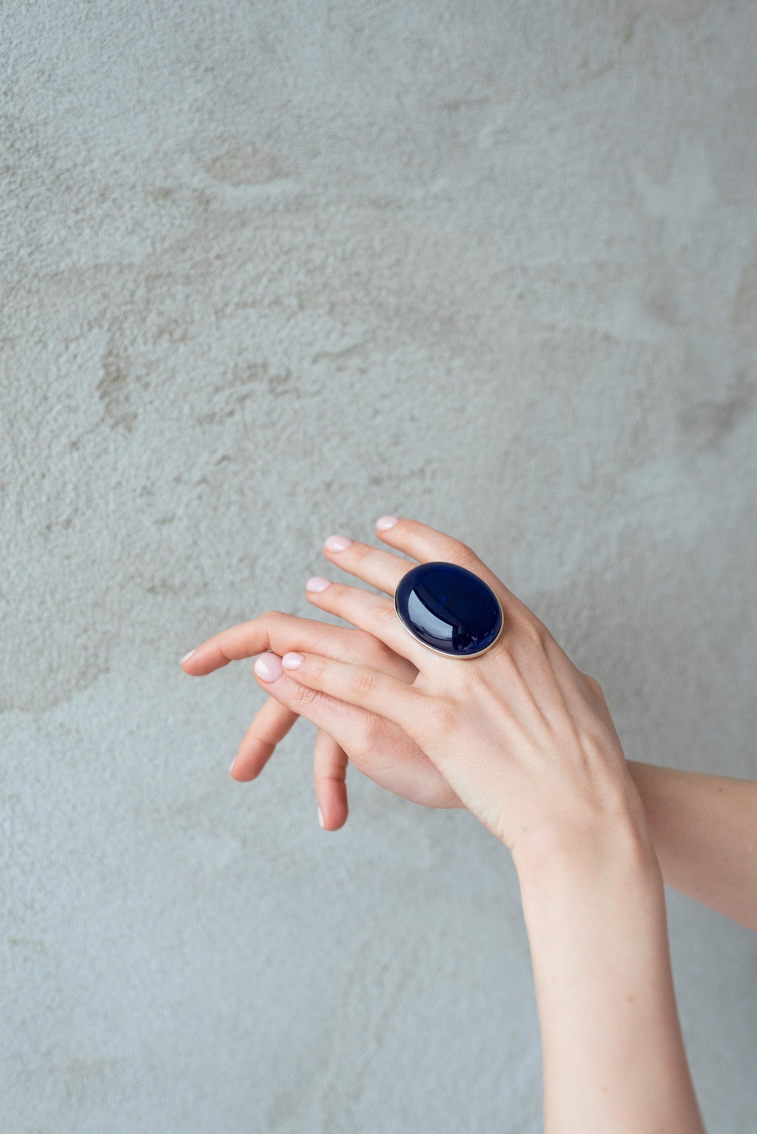 Cobalt Blue Ring, Large Glass Ring, Fused Glass Ring, Lampwork ...