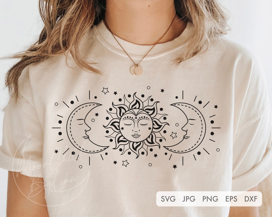 Celestial Sun and Moon SVG, Bohemian Moon Svg, Positive Vibes Svg ...