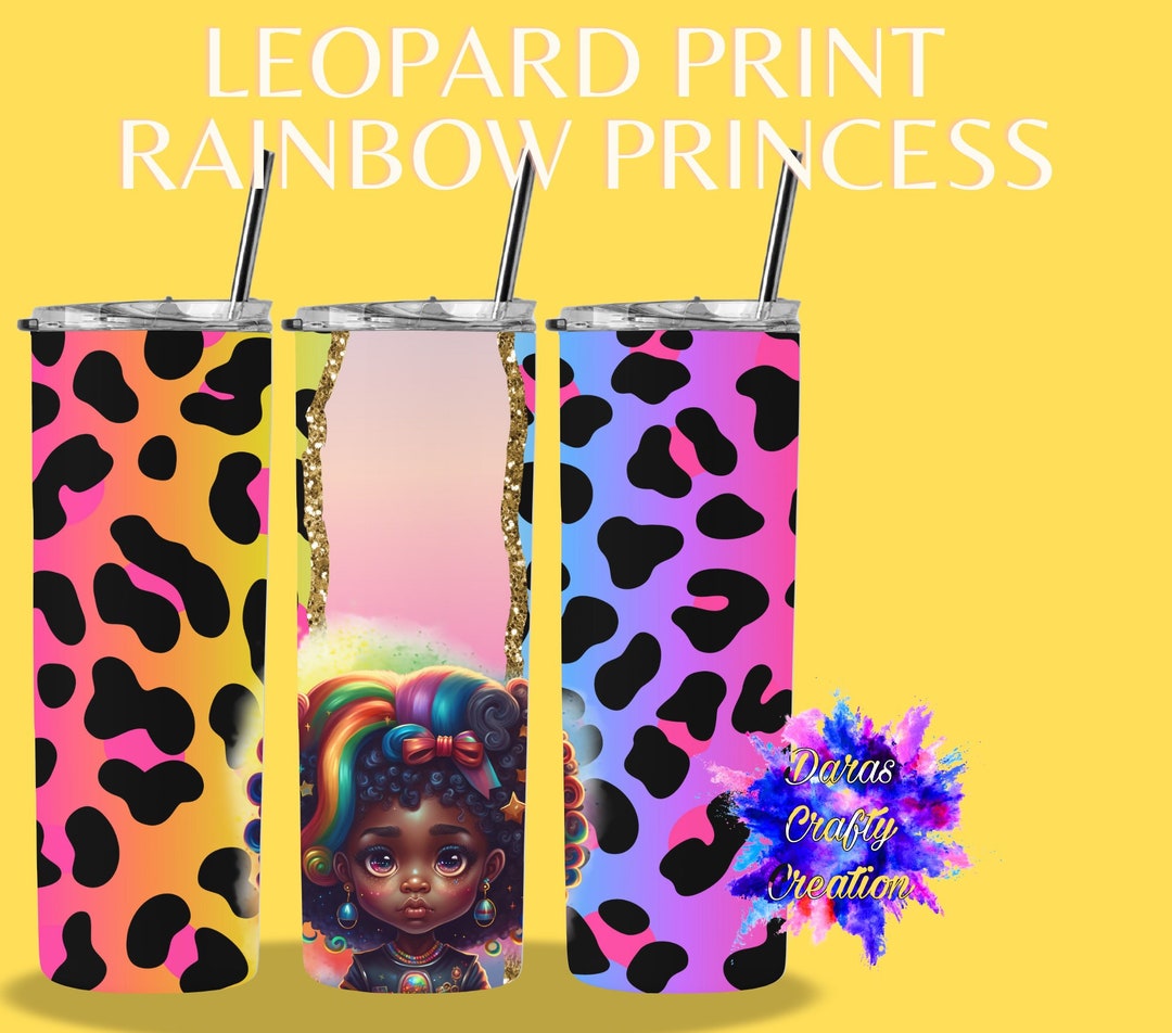20 Oz Melanin Rainbow Princess Tumbler Curly Black Girl Seamless