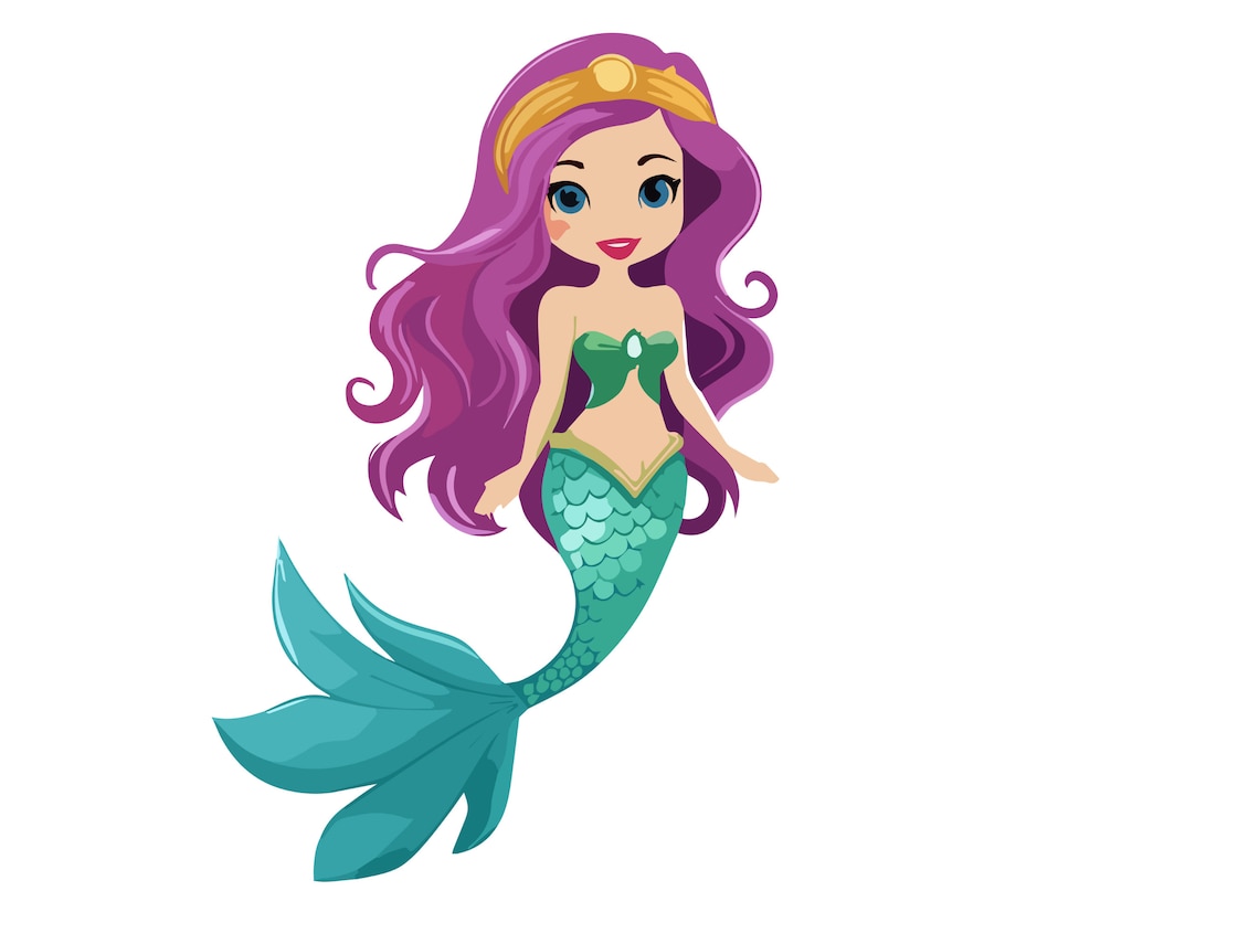 MERMAID CLIPART BUNDLE, Mermaid Png, Mermaid Clipart, Watercolor Cute ...