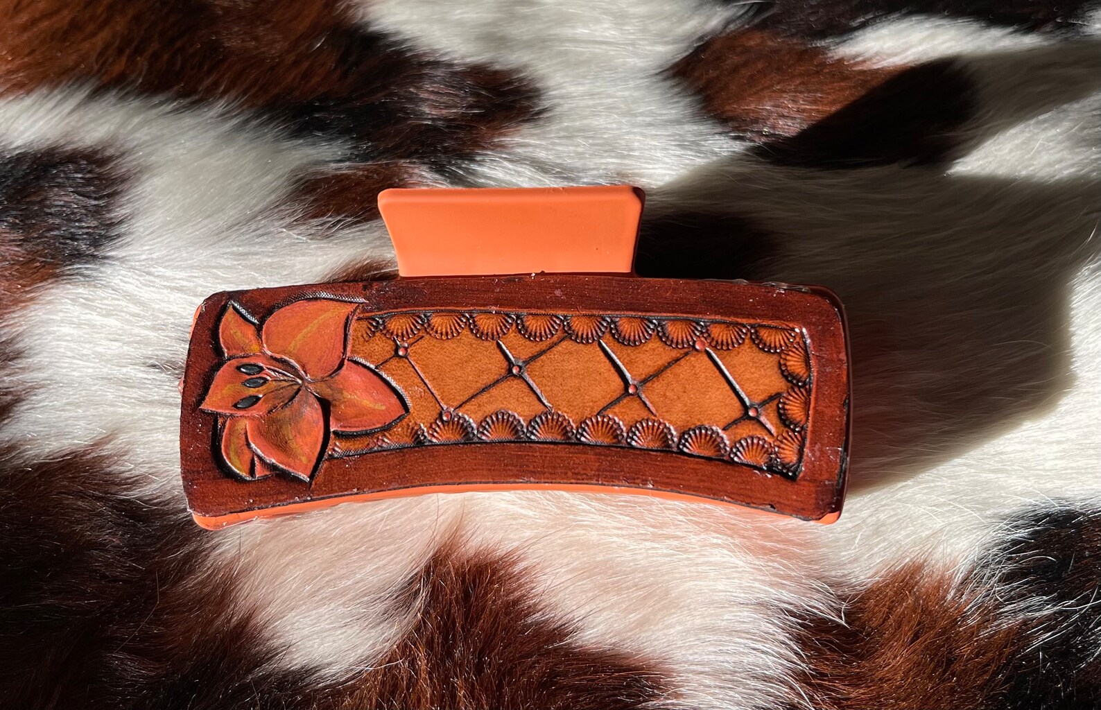 Custom Tooled Leather Claw Clips, Leather Hair Clips - Etsy