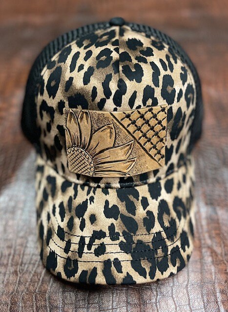 Custom Tooled Leather Caps; Trucker Cap; Serape Cap; Leopard Print Cap ...