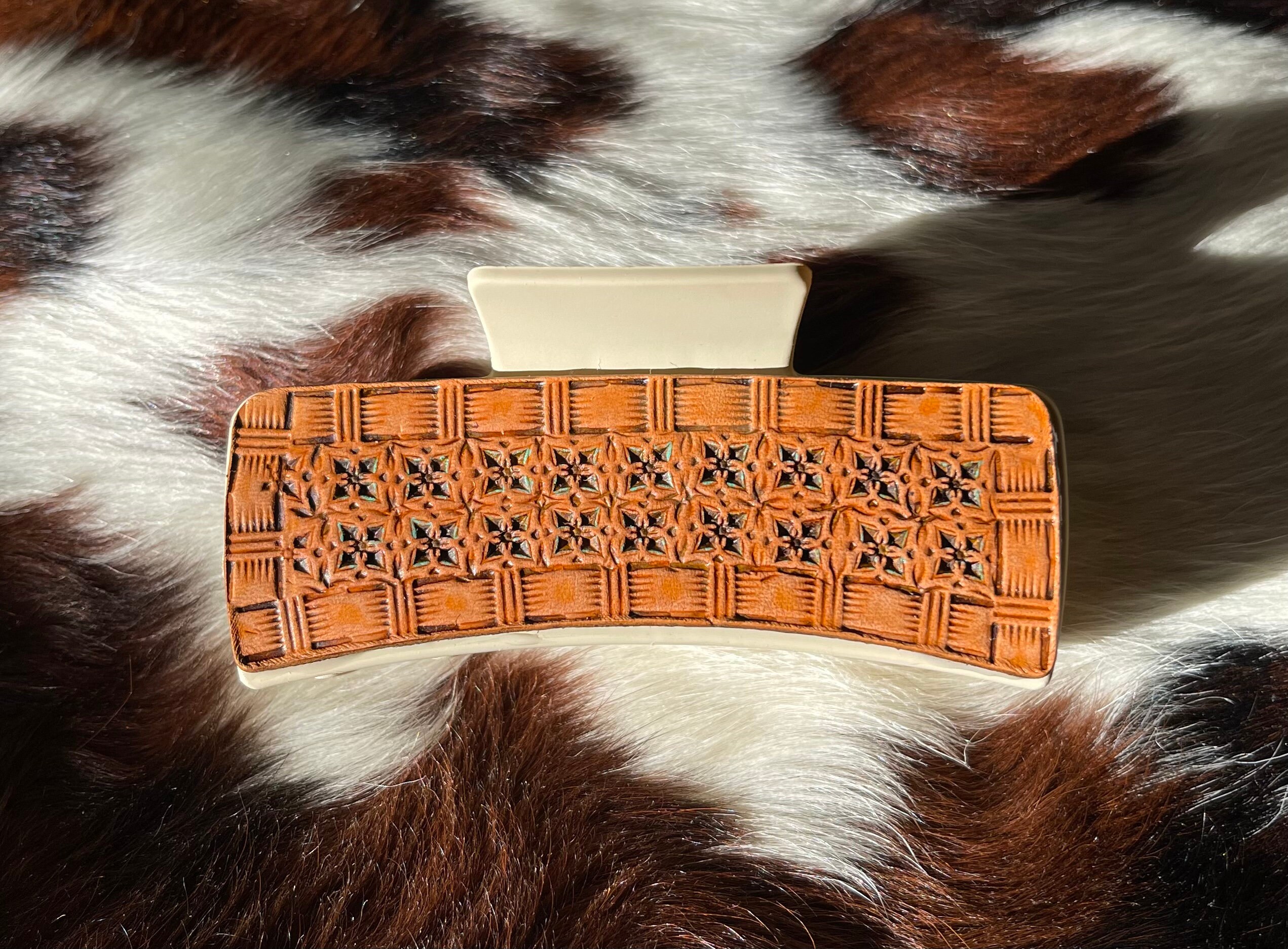 Custom Tooled Leather Claw Clips, Leather Hair Clips - Etsy