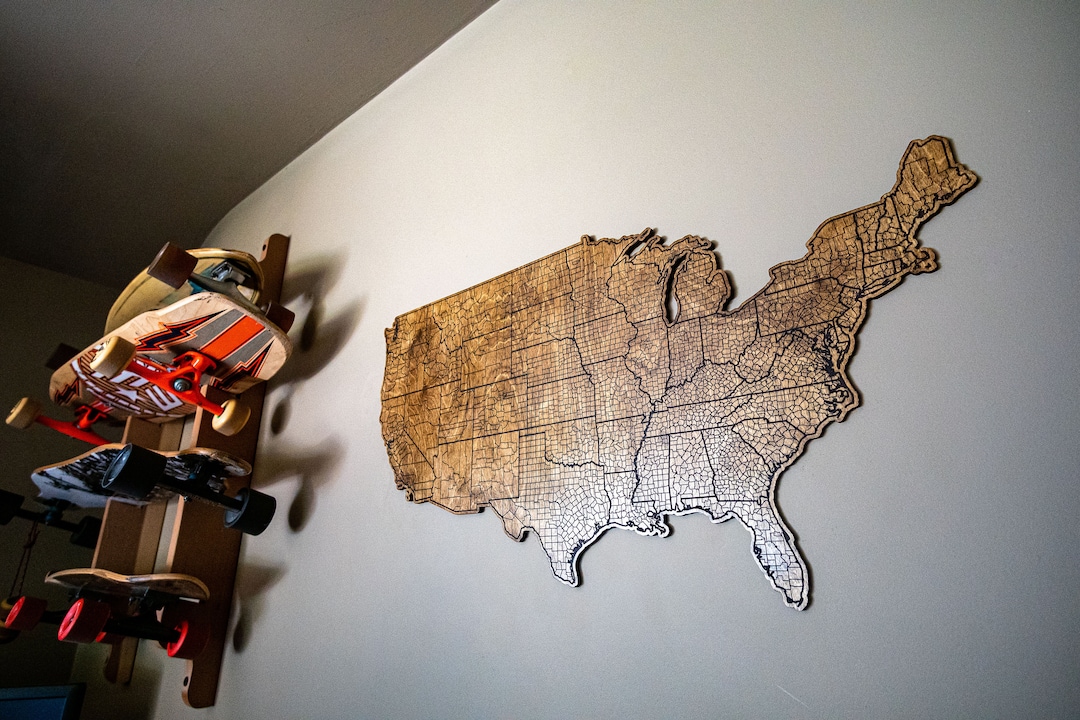 United States of America | States & Counties Map | Wooden Wall Art ...