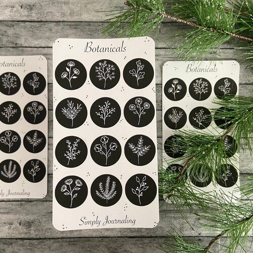 Black and White Flowers Sticker Pack - Etsy