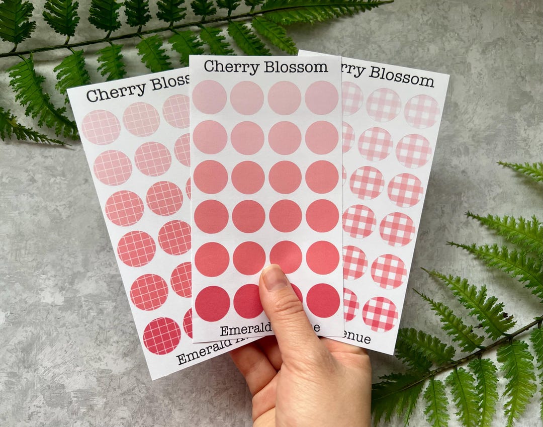 Spring Pink Cherry Blossom Inspired Circle Grid Sticker Sheet for ...