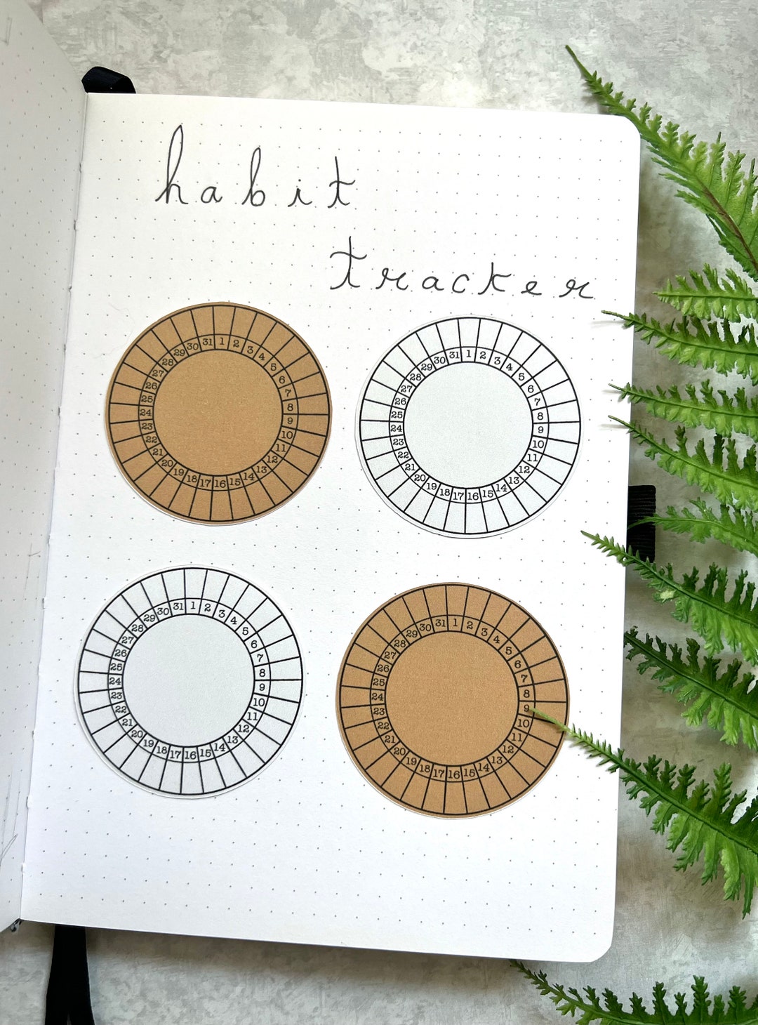 Thirty-one Day Circle Habit Tracker Stickers for Bullet Journaling ...
