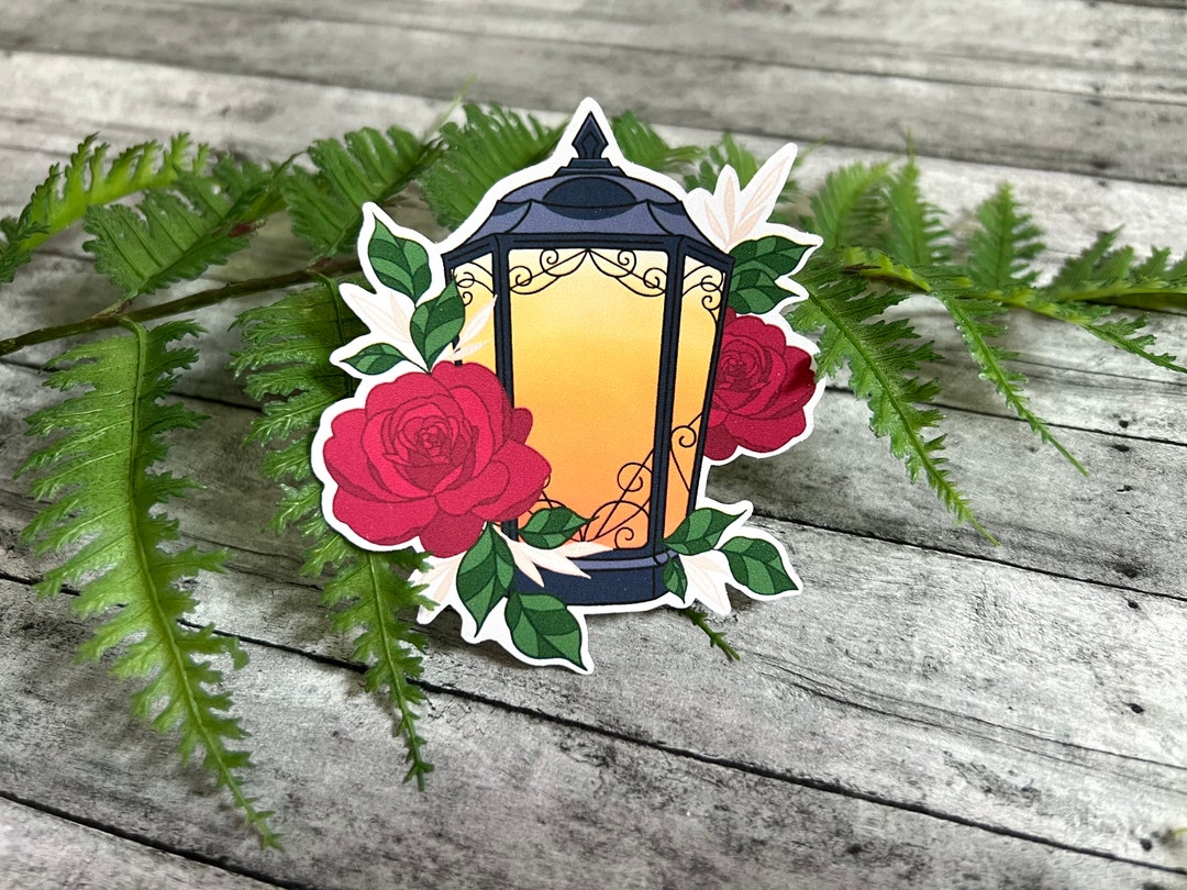 Gothic Victorian Lantern Sticker, Red Rose Sticker Matte Weather Proof ...