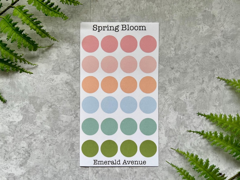 Spring Bloom Inspired Sticker Sheet, Pastel Solid Color Circle Grid ...