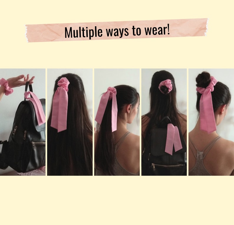 Handmade Scrunchie With Ribbon, Hair Tie, Scrunchie With Bow, Hair ...