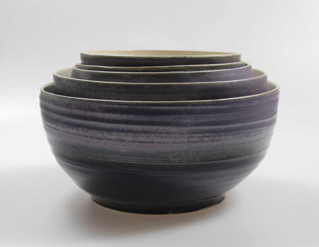 Ceramic Key Set Lavender, 5 Sizes Stackable, Made by Hand on the Potter ...