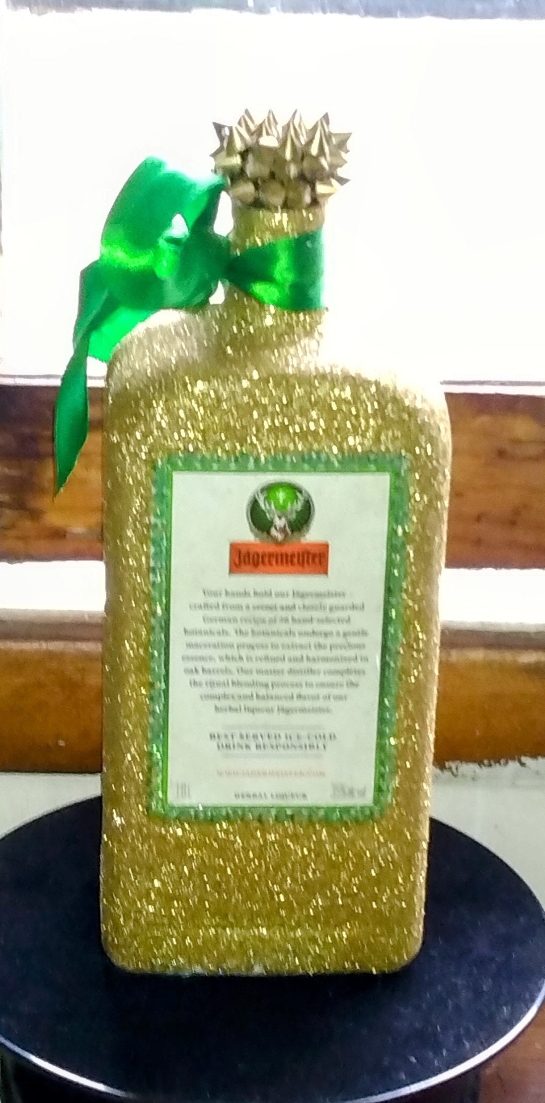 Handmade, 'jagermeister' EMPTY, 1liter Liquor Bottle With Gold ...