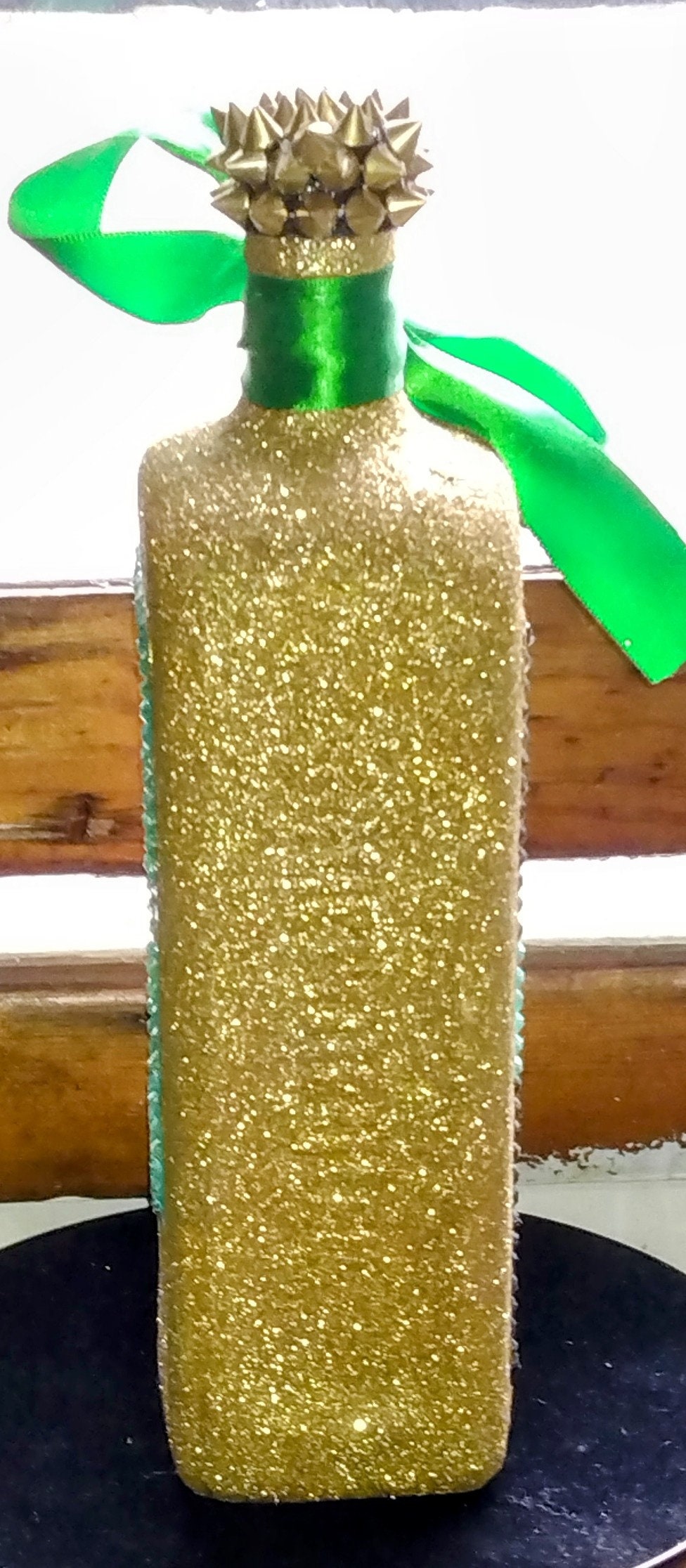 Handmade, 'jagermeister' EMPTY, 1liter Liquor Bottle With Gold ...